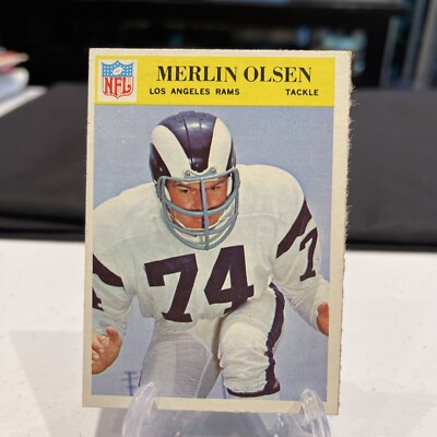 1966 Philadelphia Football Merlin Olsen Card #102 NM Well Centered HOF ...