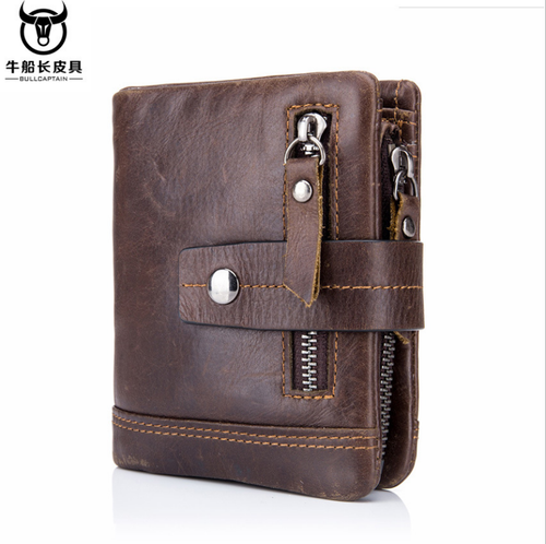 BULLCAPTAIN Genuine Leather Men's Wallet Bifold Purses Purse Card ID ...