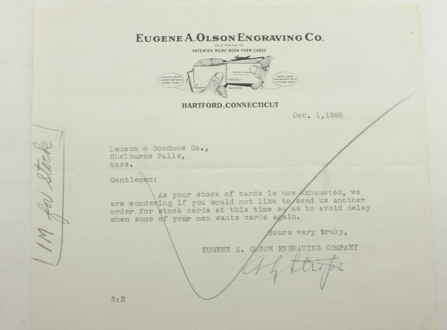 1928 Lamson Goodnow Eugene A Olson Engraving Co Hartford CT Ephemera ...