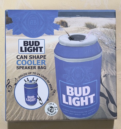 Bud Light Can Shape Cooler Speaker Bag Bluetooth 2 Zipper Pockets-New ...