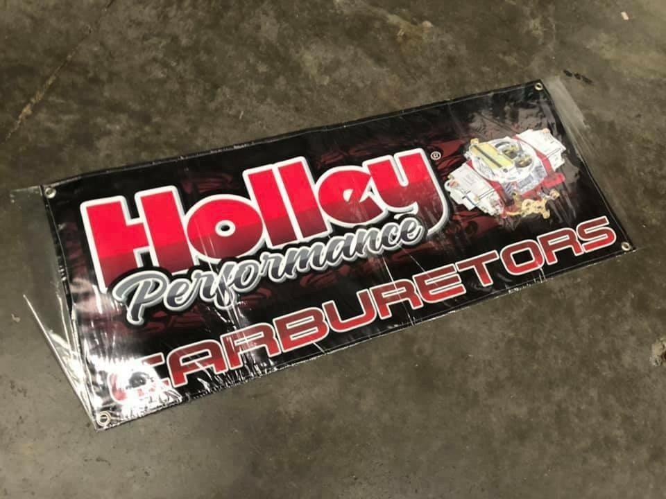 HOLLEY PERF 1M X 40CM VINYL BANNER V8 FORD GT CHEV HOLDEN MANCAVE SLR ...