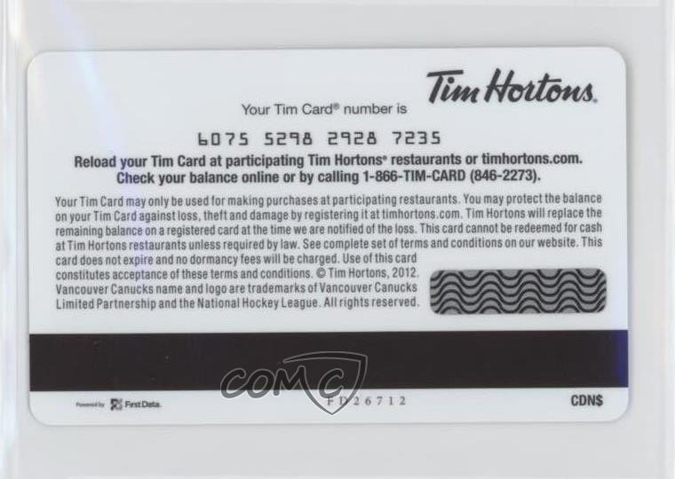 2014-19 Tim Hortons Tim Cards Vancouver Canucks Logo (Blue Background ...
