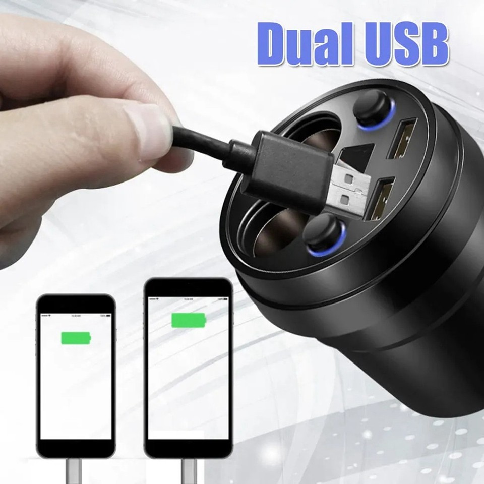 Universal Car Cup Dual Usb with Cable Car Multi-Function Lighter ...