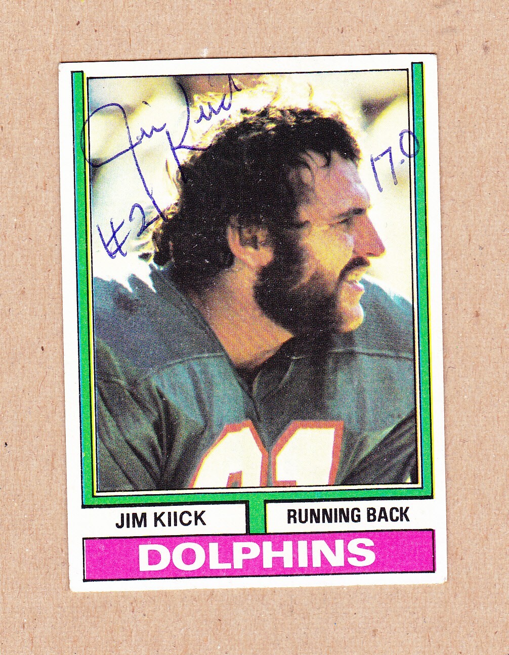 Jim Kiick (DEC) signed 1974 Topps card #479-Miami Dolphins | eBay