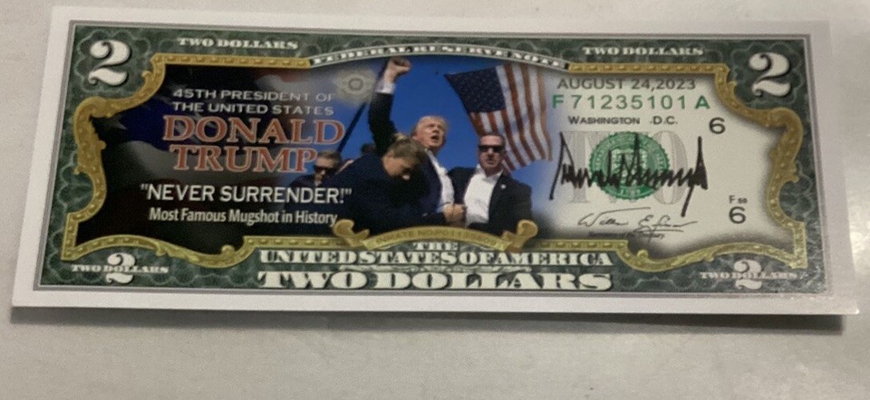 2024 Donald Trump Assassination $2 Dollar Banknote Paper in Semi Rigid ...