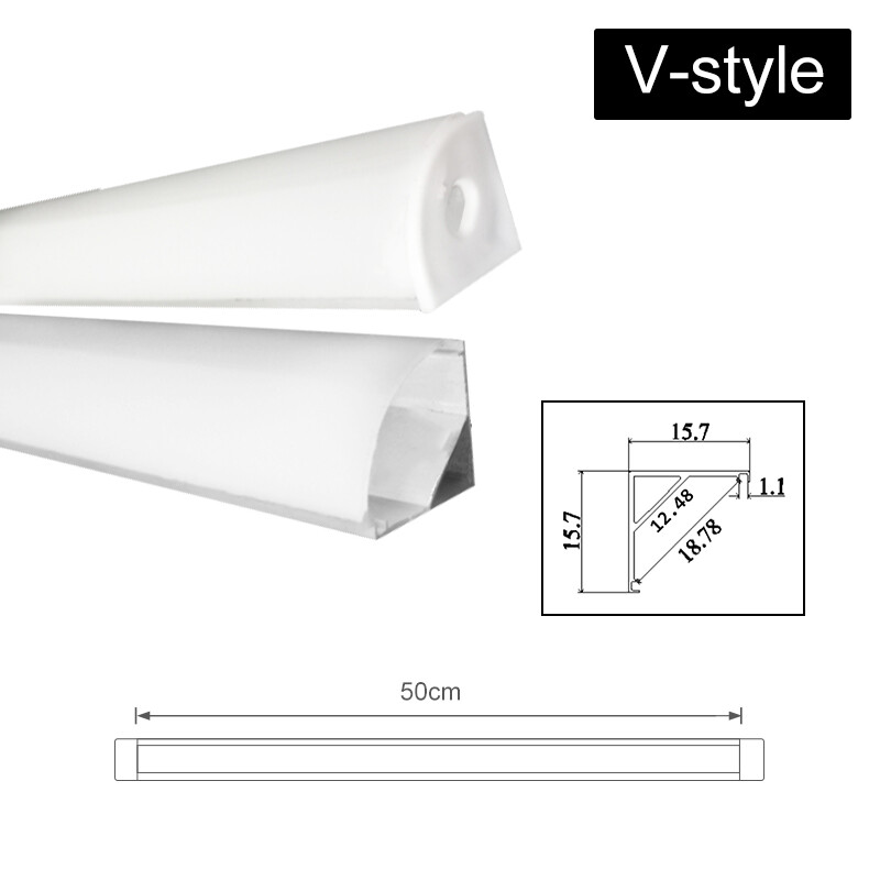 0.5M Aluminum Channel V/U/YW Profile for LED Strip Lights Cover PVC ...