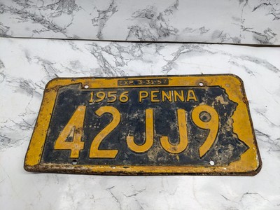 Vintage 1956 Penna Pennsylvania Pa License Plate 42JJ9 | eBay