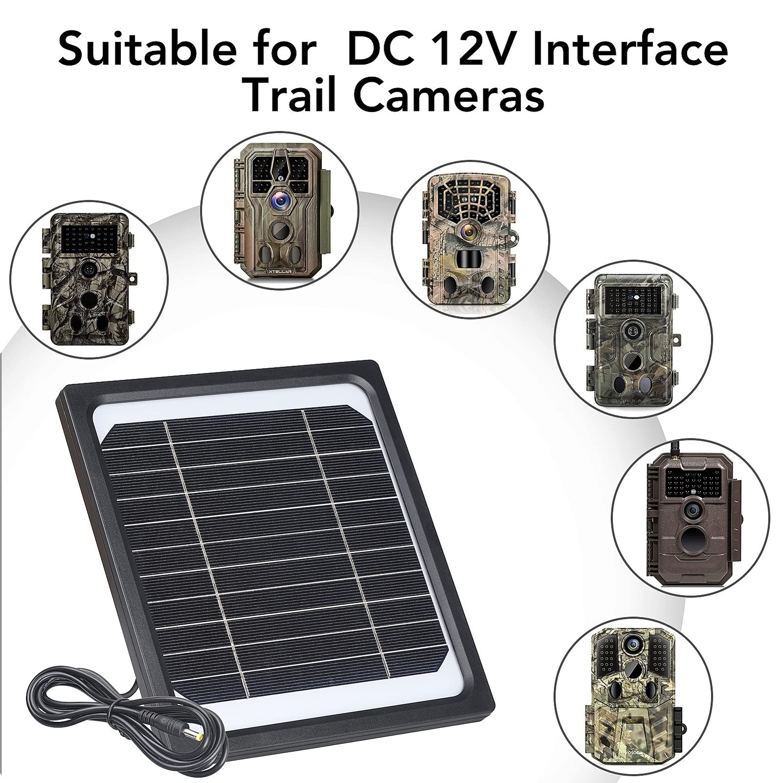 5W Solar Panel for Trail Camera, 12V Solar Battery Kit Build-in 5200mAh ...