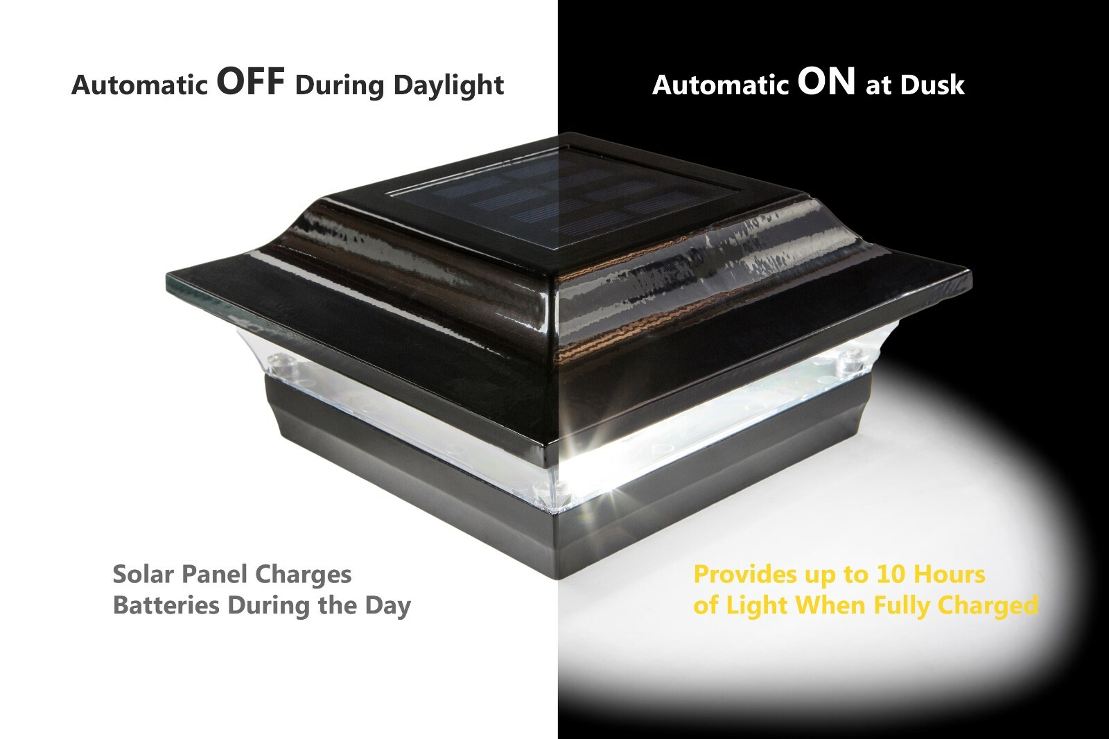 6 PACK 5x5 BLACK ALUMINUM IMPERIAL SOLAR POST CAP LED LIGHTS PVC VINYL ...