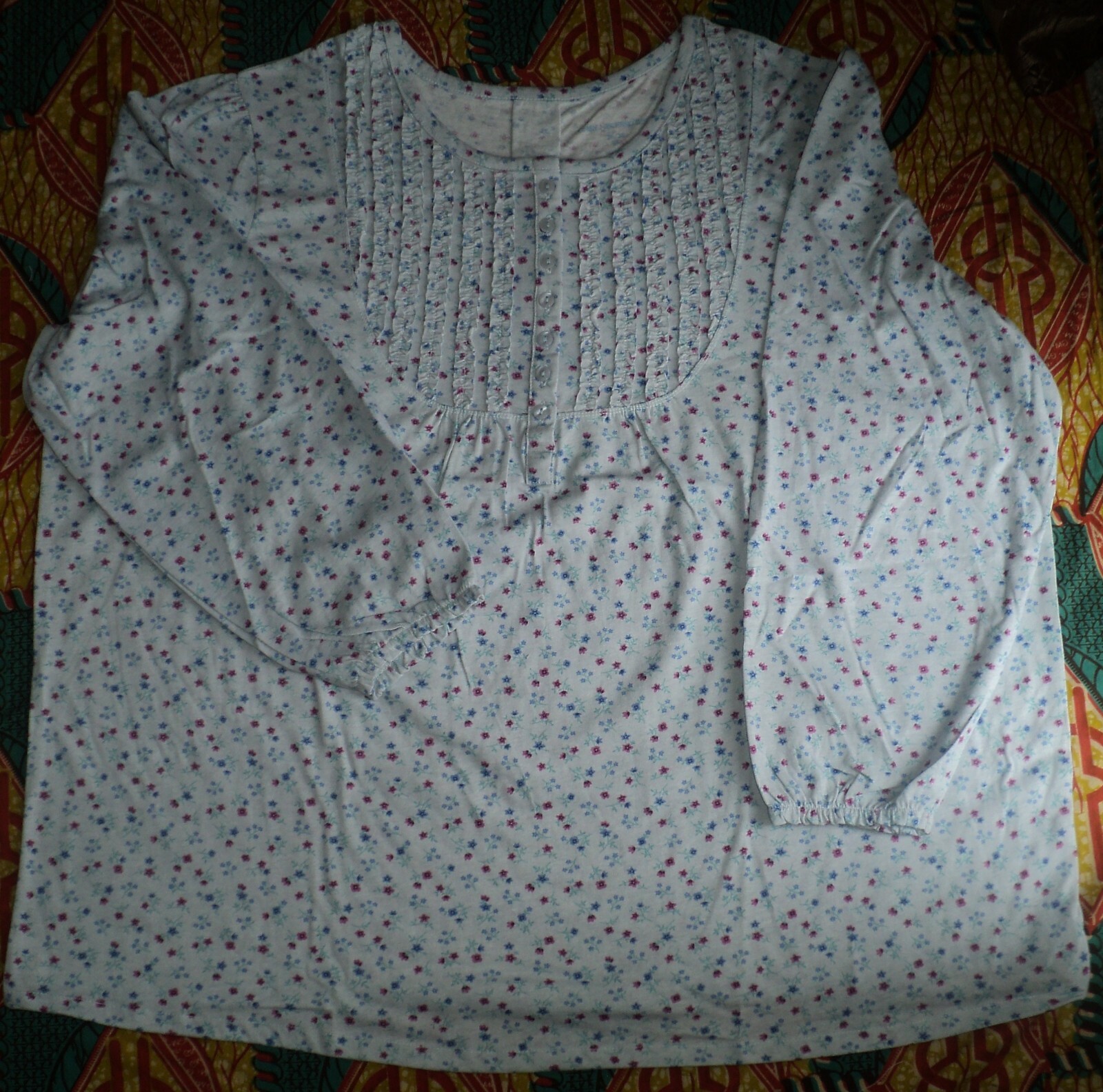 Only Necessities Plus Size Blueberry Floral Long Sleeve Ruffled Pajamas ...