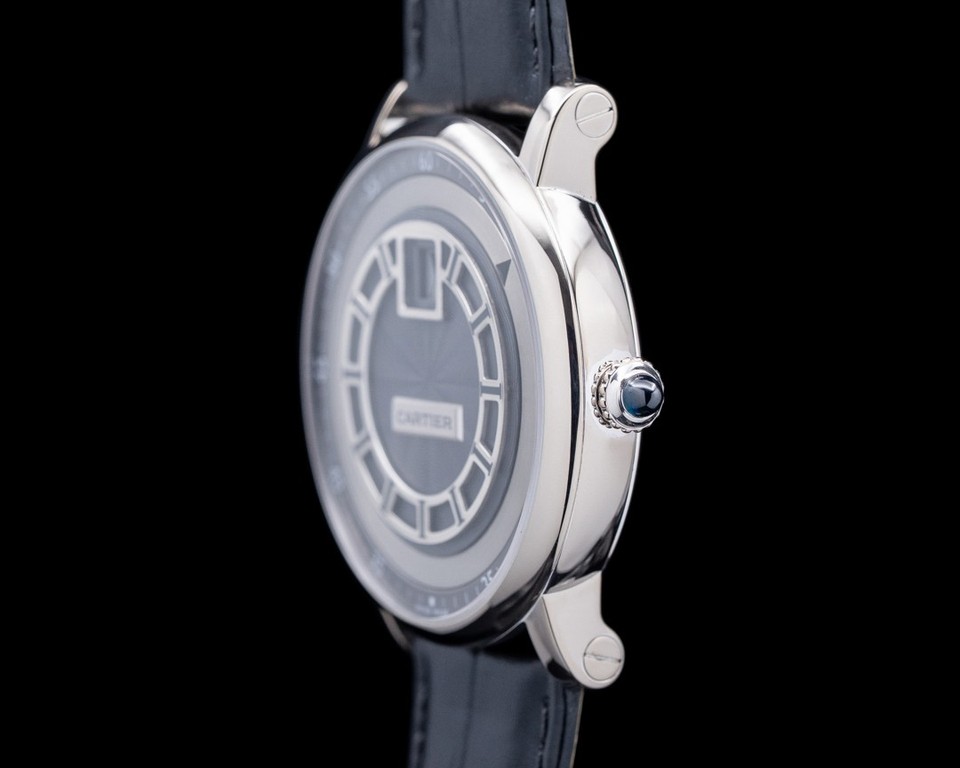 Cartier W1553851 Rotonde de Cartier Jump Hour 18K White Gold Gray Dial ...