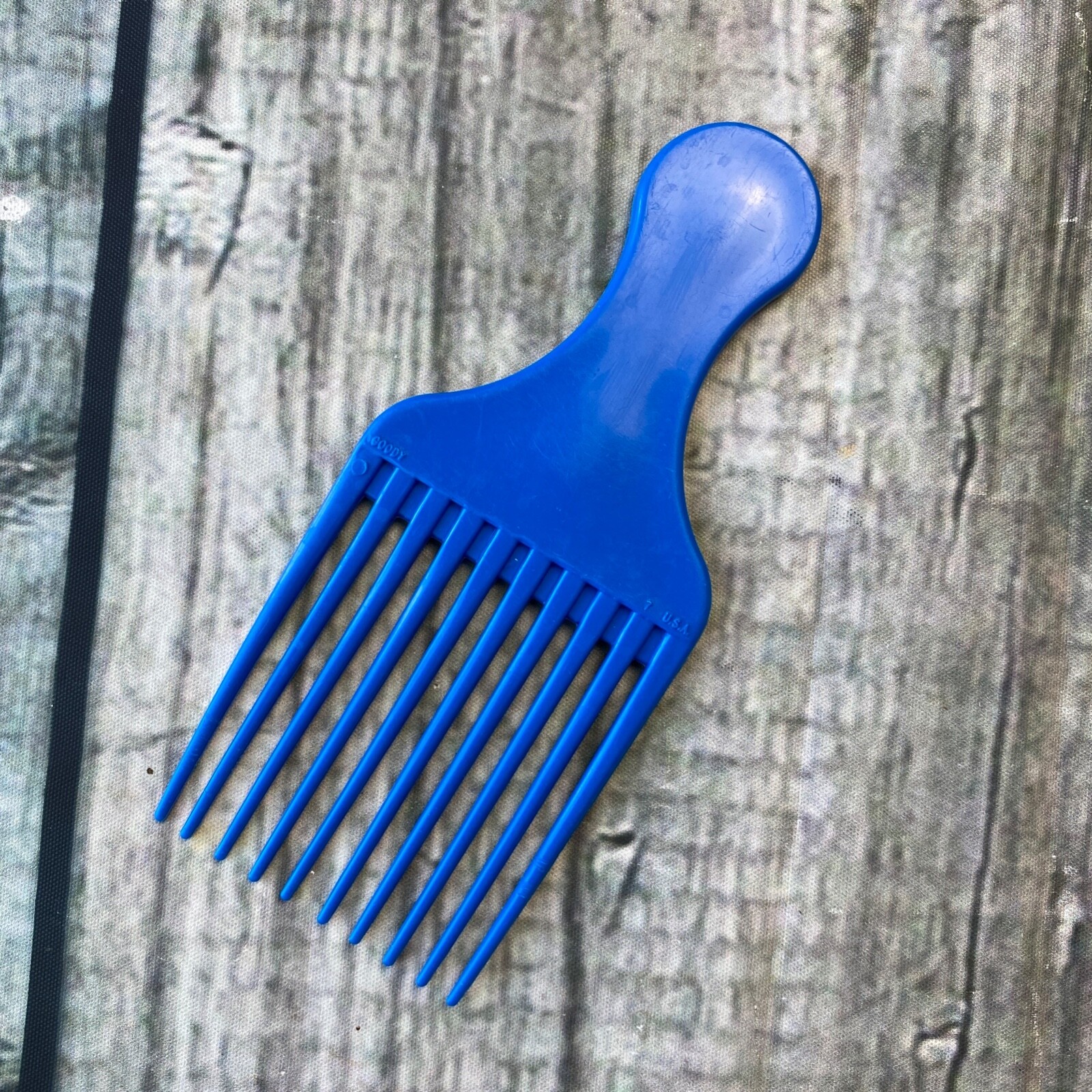 Vintage Goody Hair Pick Comb Blue Plastic Made USA Short Handle Styler ...
