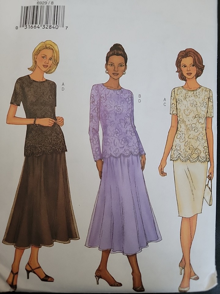 Butterick 6929 formal Top Skirt SEWING PATTERN SZ 8-12 | eBay