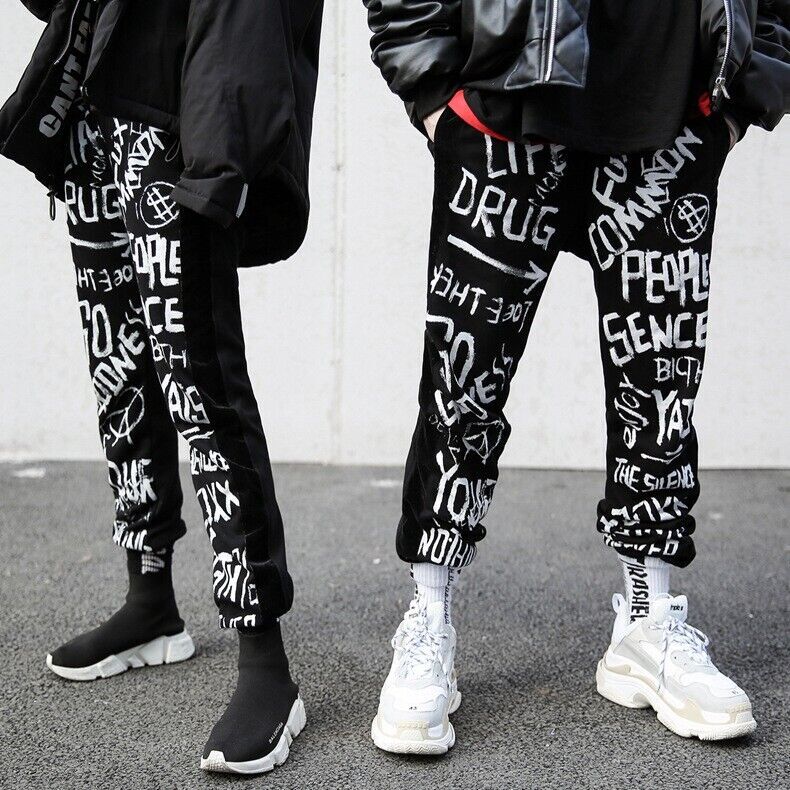 Niepce Doodle Arts Streetwear Black Sweatpants Graffiti Art Jogger ...