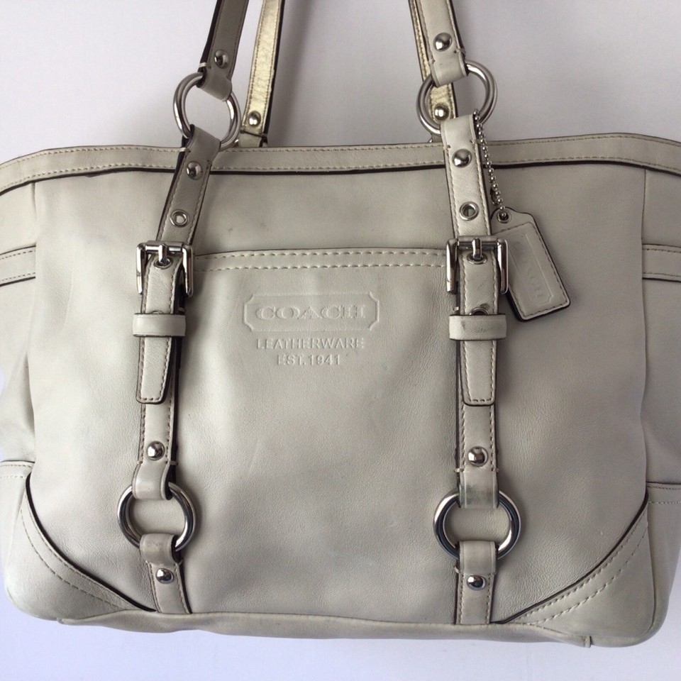 Coach Bag Gallery East West F12343 Ivory And Gold Leather Handbag ...