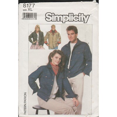 Simplicity 8177 Jean Jacket Pattern Unisex Size XL 42 44 Uncut 1980s | eBay