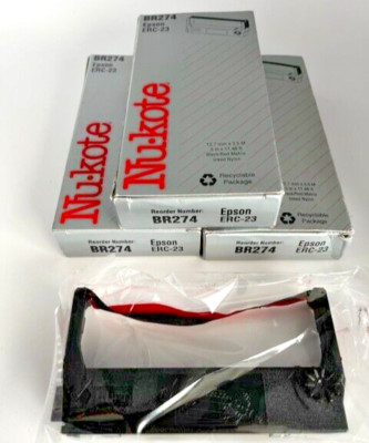 Lot of 3 Nu-Kote BR274 Epson ERC-23 Black/Red Matrix Inked Nylon ...