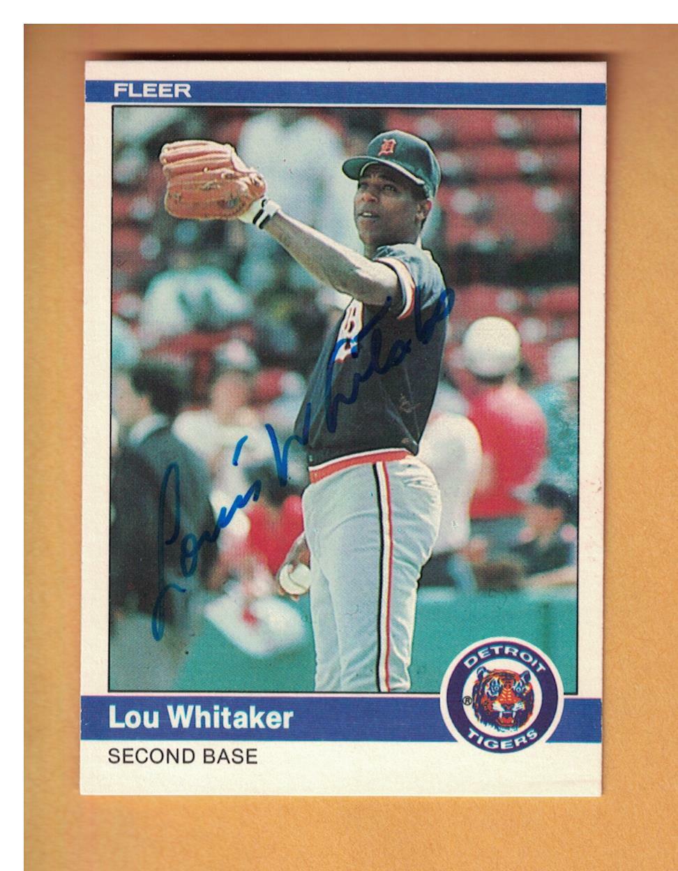 Lou Whitaker AUTOGRAPHED 1984 FLEER BASEBALL CARD SIGNED DETROIT TIGERS ...