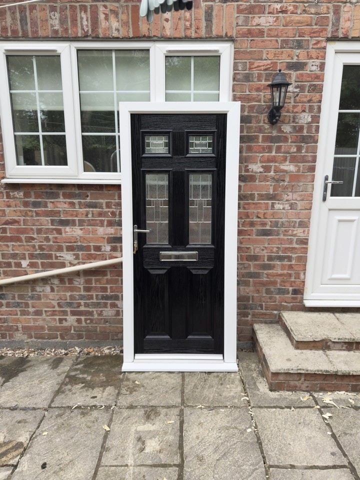 £485 UPVC PVC Composite Door Black Front Door Back Door Victorian 910mm ...