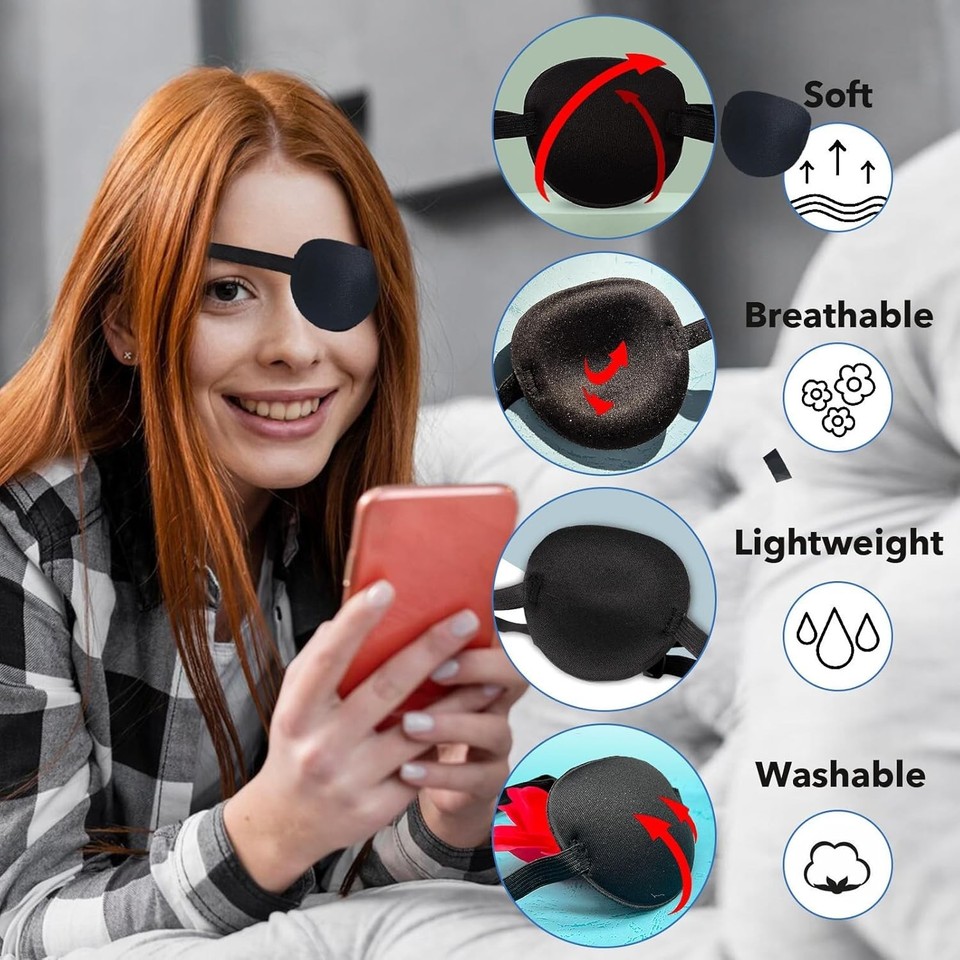 2 Pcs Adjustable Eye Patches Left/Right Lazy Eye Patches for Adults ...