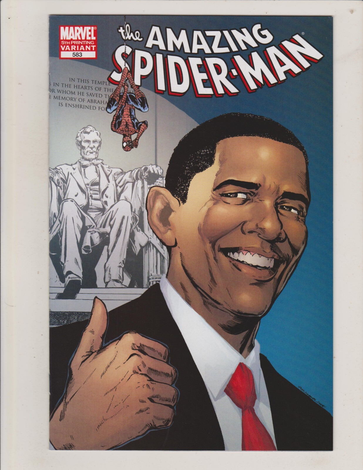 AMAZING SPIDER-MAN #583 MARVEL 2009 OBAMA 5TH PRINT VARIANT LOW PRINT ...