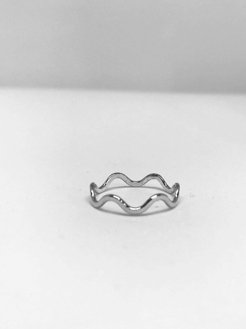 Sterling Silver Waves Stackable Ring Statement Ring, Gift For Her MJC | eBay
