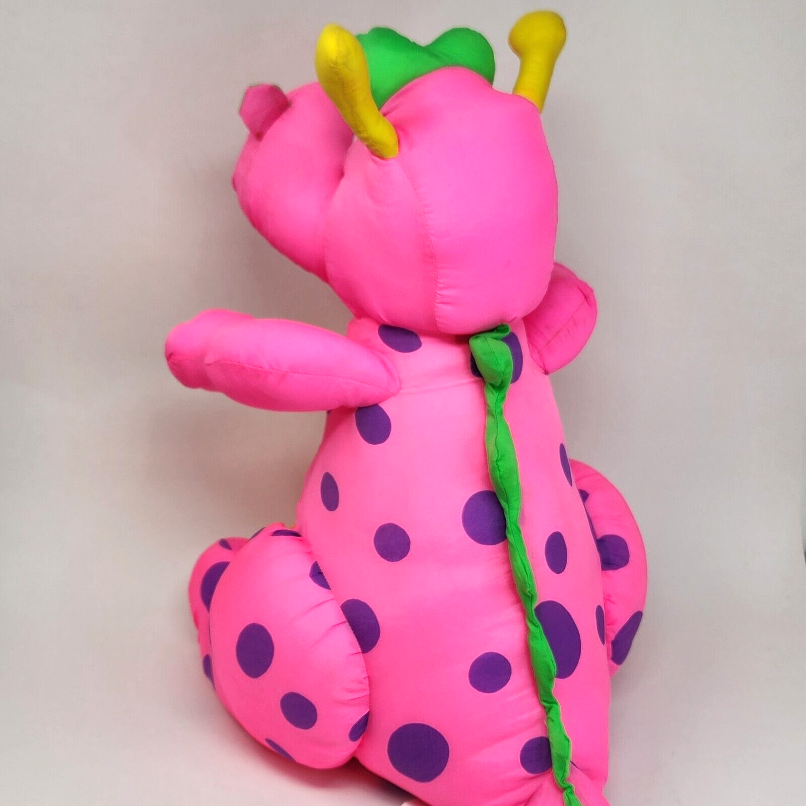 VINTAGE 1993 SONATA PINK + PURPLE NYLON DINOSAUR DINO STUFFED ANIMAL ...