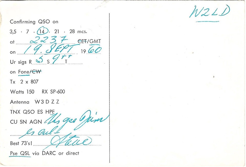 QSL Card CB HAM Radio PostCard 1957 Costa del Sol Spain España EA7HN ...