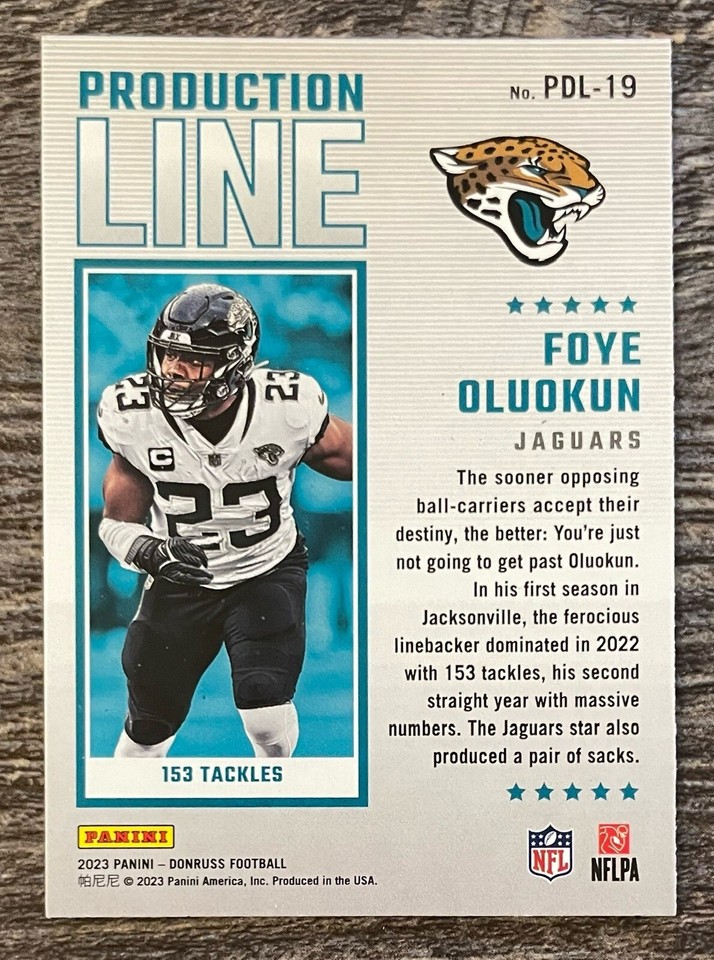 2023 Donruss Football Production Line Foye Oluokun #PDL-19 Jacksonville ...