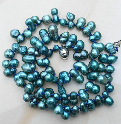 Odd-shaped baroque blue Akoya Cultured Pearl Beads Necklace 18 " | eBay