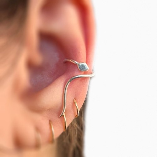 Snake Earring Conch Hoop 16g Solid Gold Piercing Jewelry Ring 14K 18K ...