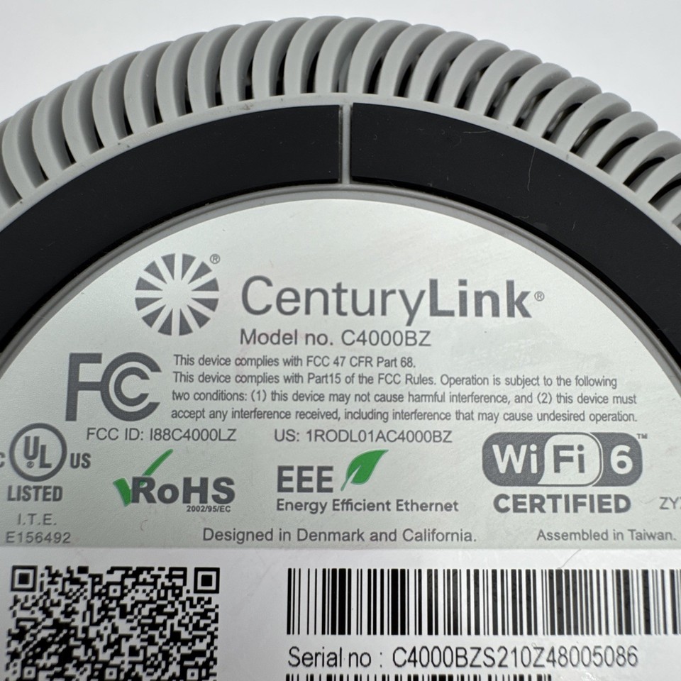 CenturyLink C4000BZ DSL VDSL Modem and WiFi6 Router with Power Supply ...