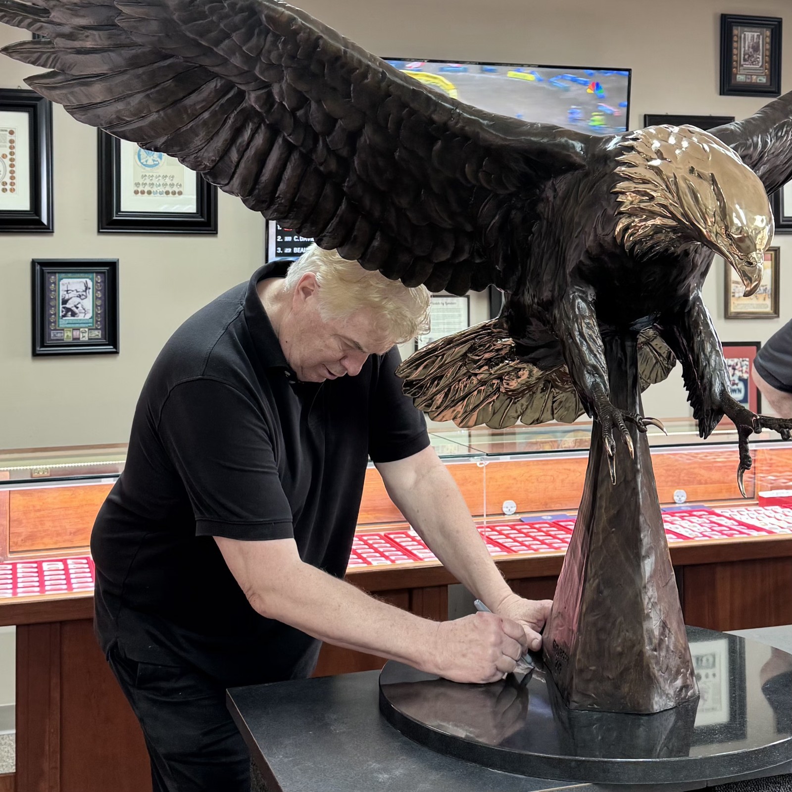 Fred Hoppe Large Landing American Eagle Bronze Sculpture 70" Wingspan ...