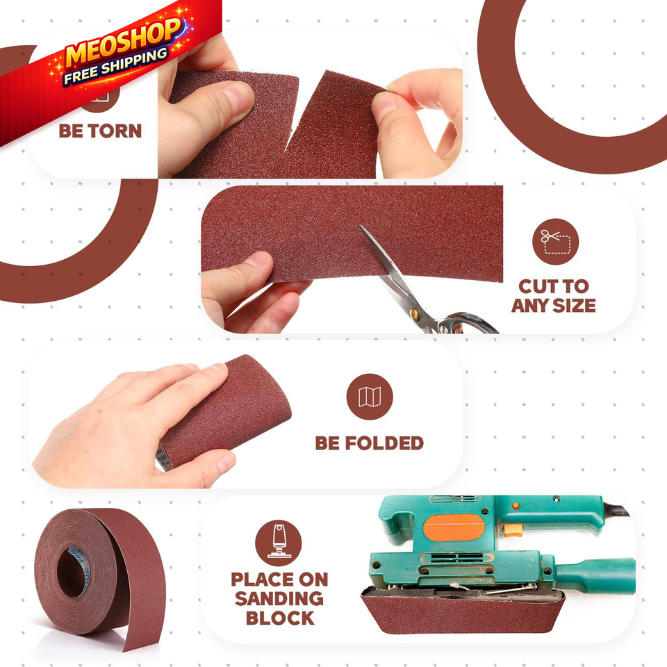 Heigble 120 Grit Sandpaper Roll 3''x100 ft Long Emery Cloth 120 Grit ...