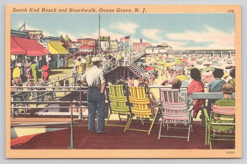 Ocean Grove South End Beach Boardwalk NJ New Jersey Postcard | eBay