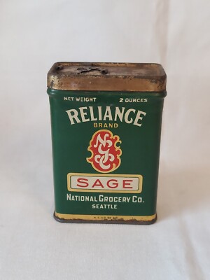 Reliance Brand Vintage Sage Spice Tin | eBay