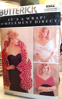 COLLECTION OF WRAPS SHAWLS & SCARVES VTG BUTTERICK 6982 SEWING PATTERN ...