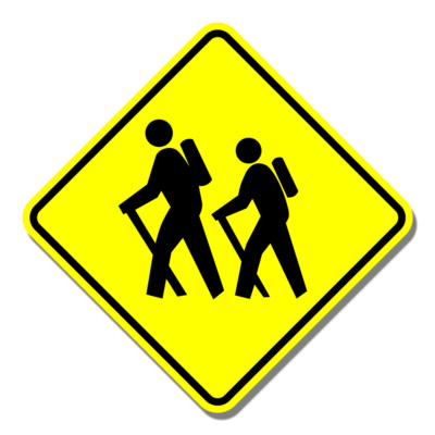 HIKING TRAIL / HIKER CROSSING YELLOW ALUMINUM SIGN | eBay