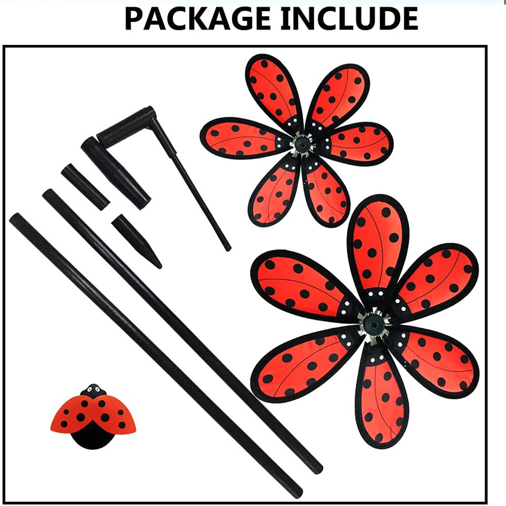 Outdoor Windmill Ornament Sunflower Wind Sculptures Pinwheels Ladybug ...