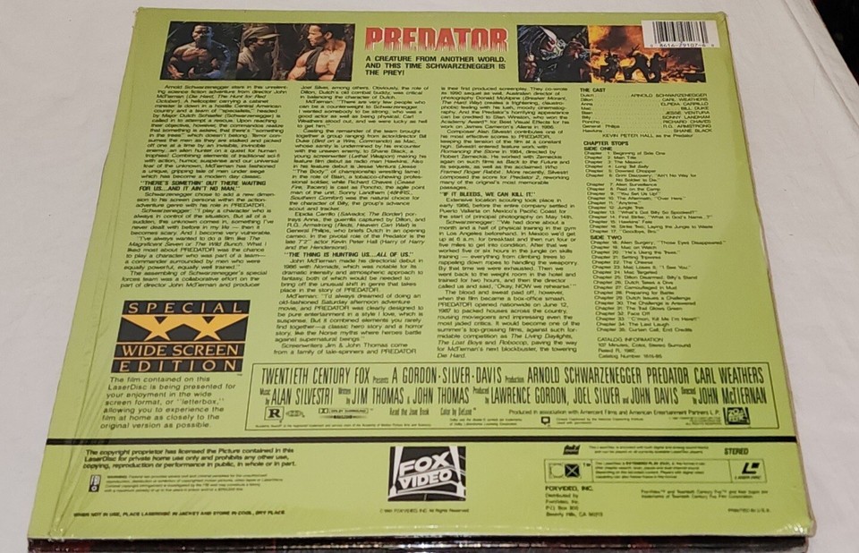 Predator LaserDisc Special Wide Screen Edition 1991 Movie ...