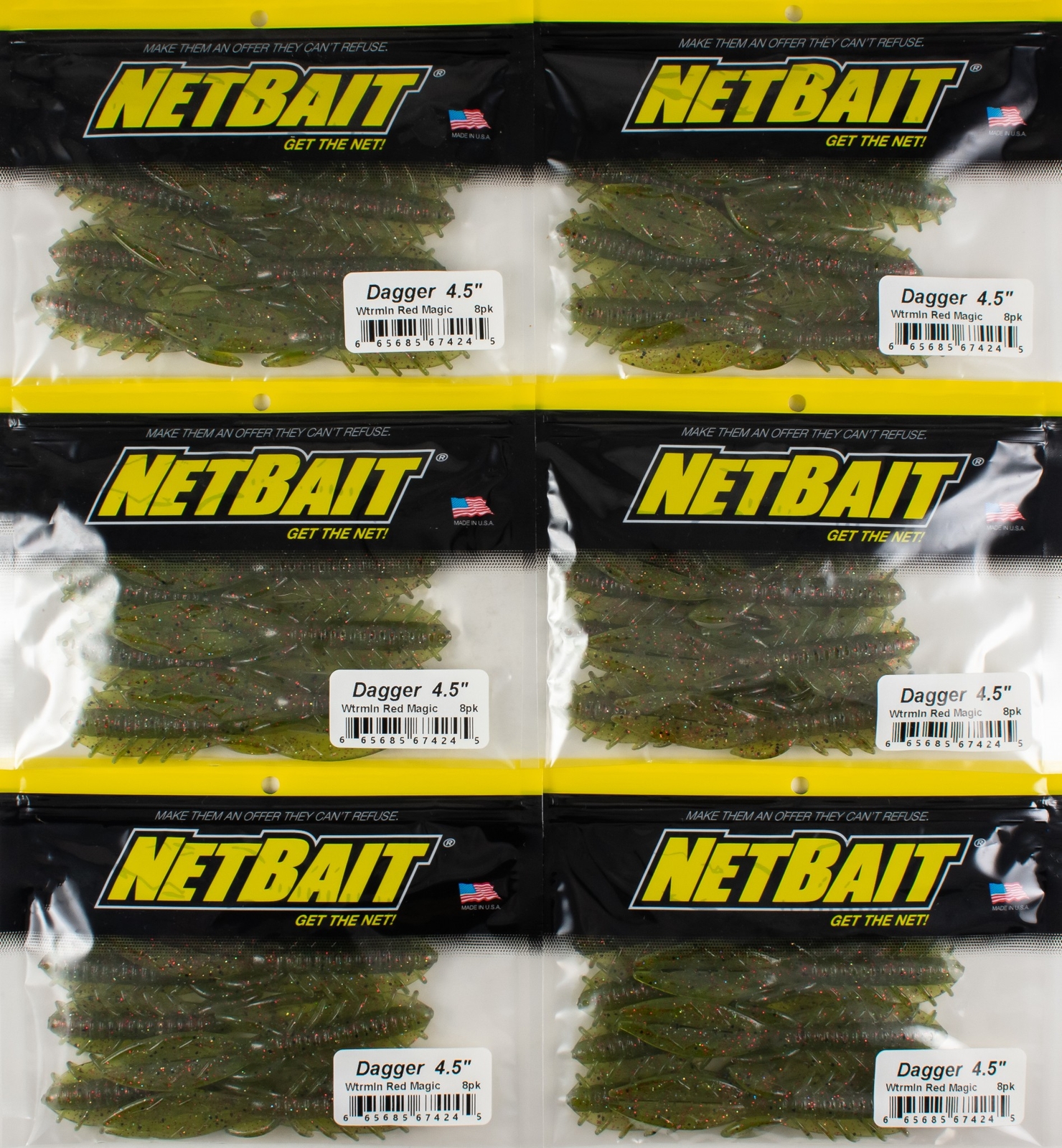 (LOT OF 6) NETBAIT DAGGER 4.5" WATERMELON RED MAGIC DT2428 | eBay