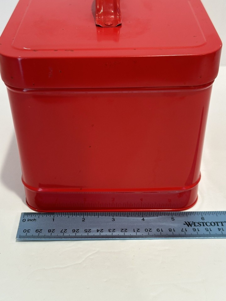 Retro Style Red Cookie Tin Box With Lid | eBay