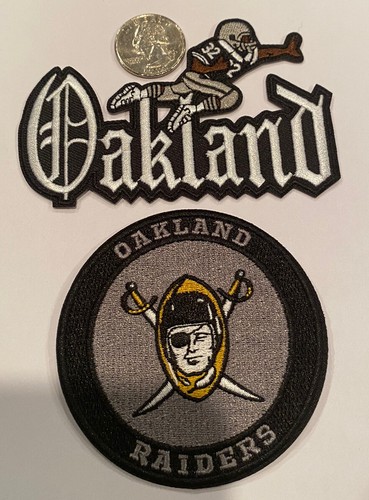 (2) VINTAGE IRON ON EMBROIDED PATCH OAKLAND RAIDERS PATCHES. BEAUTIFUL ...