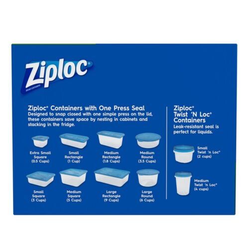 Ziploc 1.5 Pt. Small Square Food Container with Lids (4 containers per ...