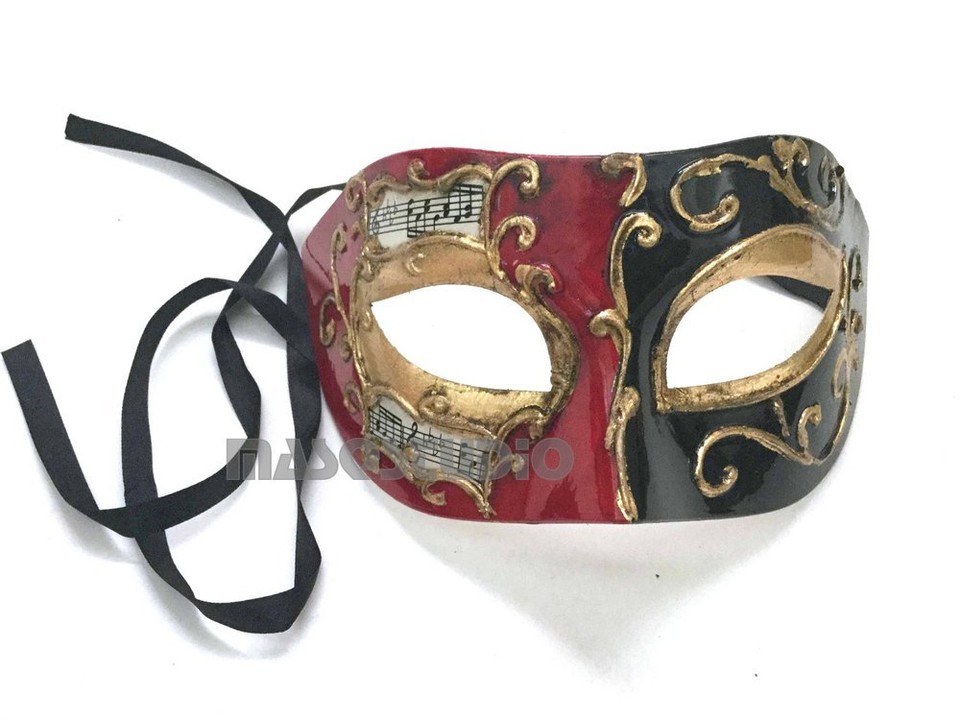 Mens Masquerade Eye Mask Halloween Costume Silver Gold Black Music Prom ...