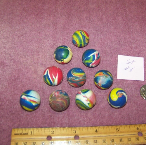 Super Balls Vintage 1990's "Swirls Mixed Lot Includes All 10" (Sm) Set ...