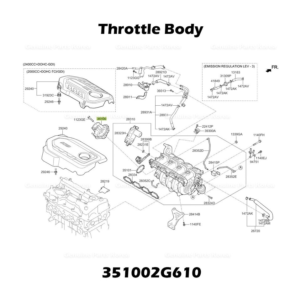 ⭐Genuine⭐ Throttle Body 351002G610 for Hyundai Santa Fe Sonata Kia ...