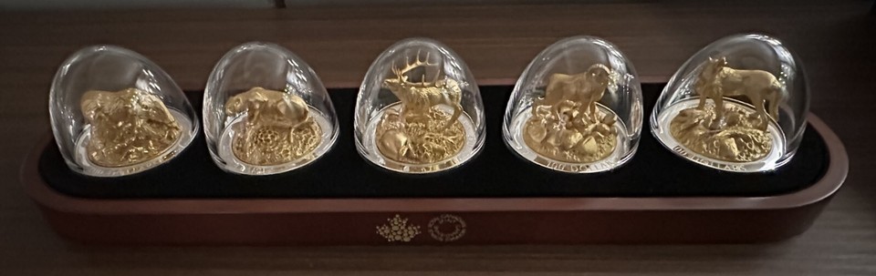 2017 Fine silver $100 Guilded 3D Sculpture Majestic Canadian Animals 5 ...