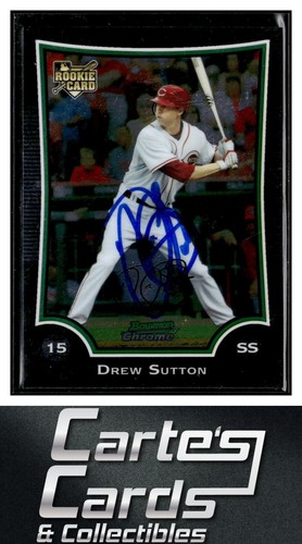 Drew Sutton 2009 Bowman Chrome Draft #BDP34 Reds TTM/IP Signed ...