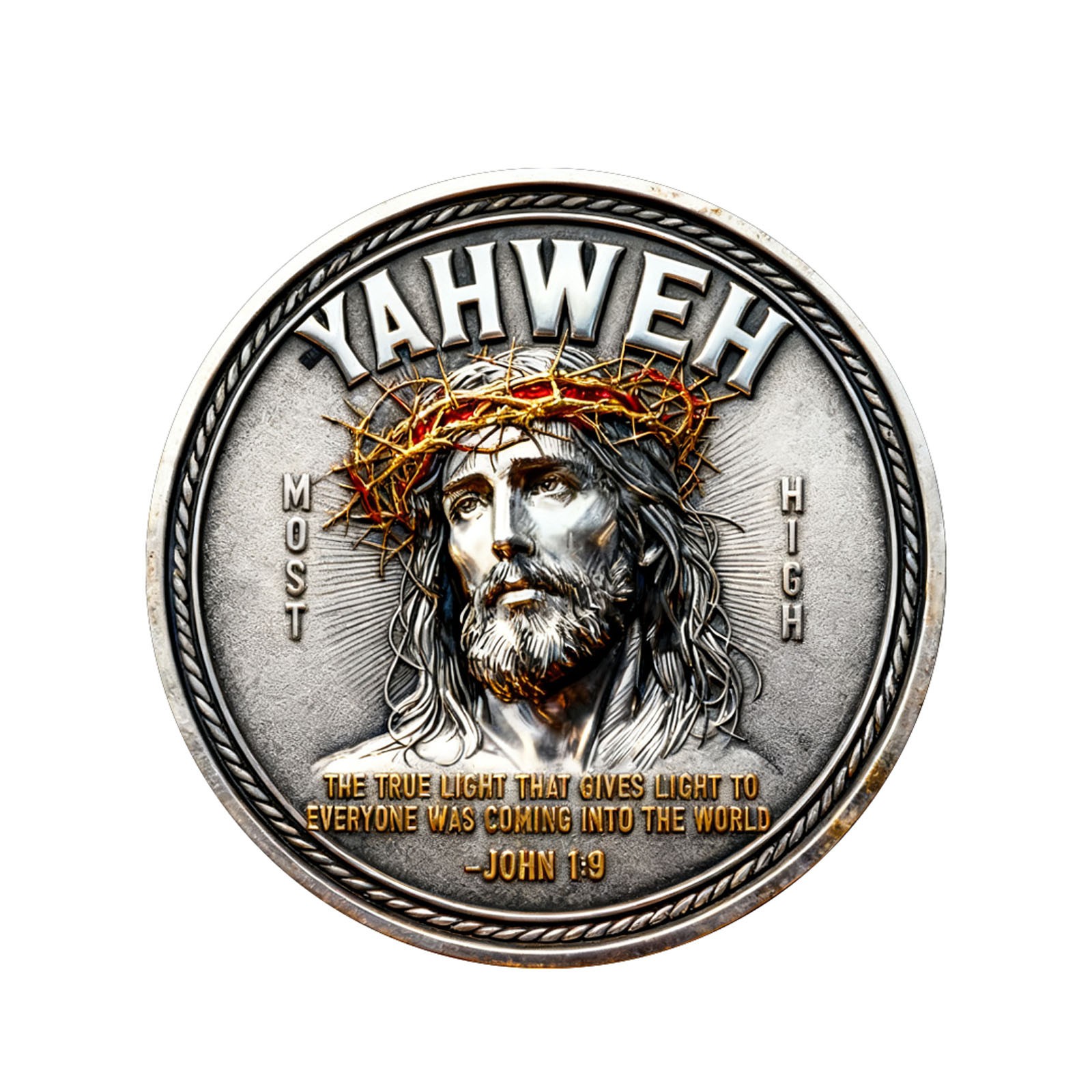 3PCS Yahweh – The True Light Faith Christian Challenge Coin with Crown ...